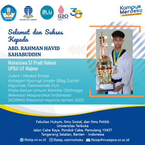 Selamat dan Sukses kepada ABD. RAHMAN HAVID SAHABUDDIN “Juara I Medali ...