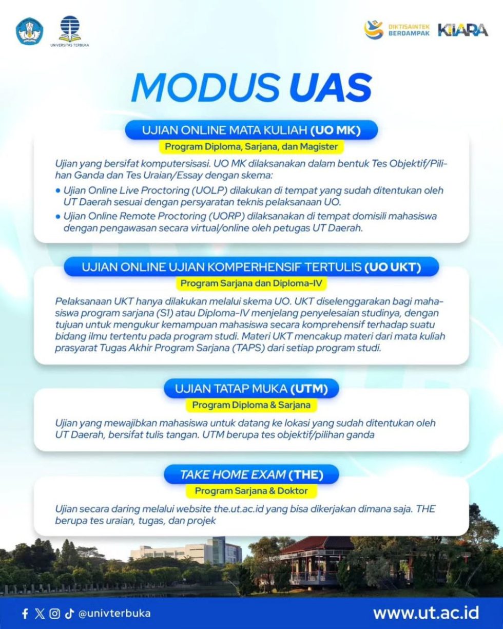 Info Penting UAS UT Semester 2025/2026 Ganjil : 9 Desember 2025 sampai ...