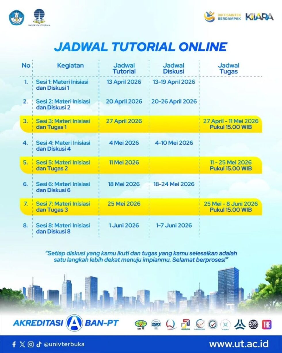 Jadwal Tutorial Online (Tuton) 2025/2026 Genap | FHISIP UNIVERSITAS TERBUKA